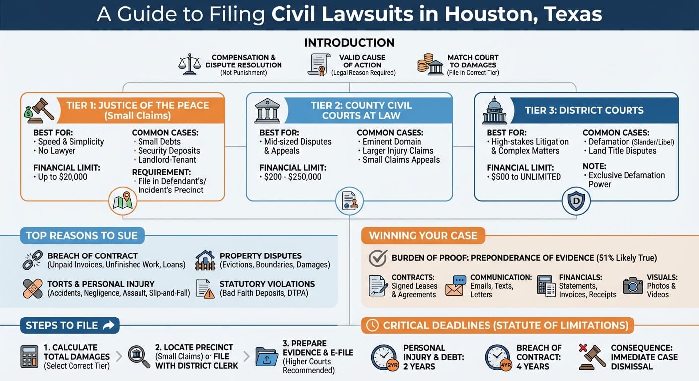 Things You Can Sue For in Civil Court (Houston, TX Guide)